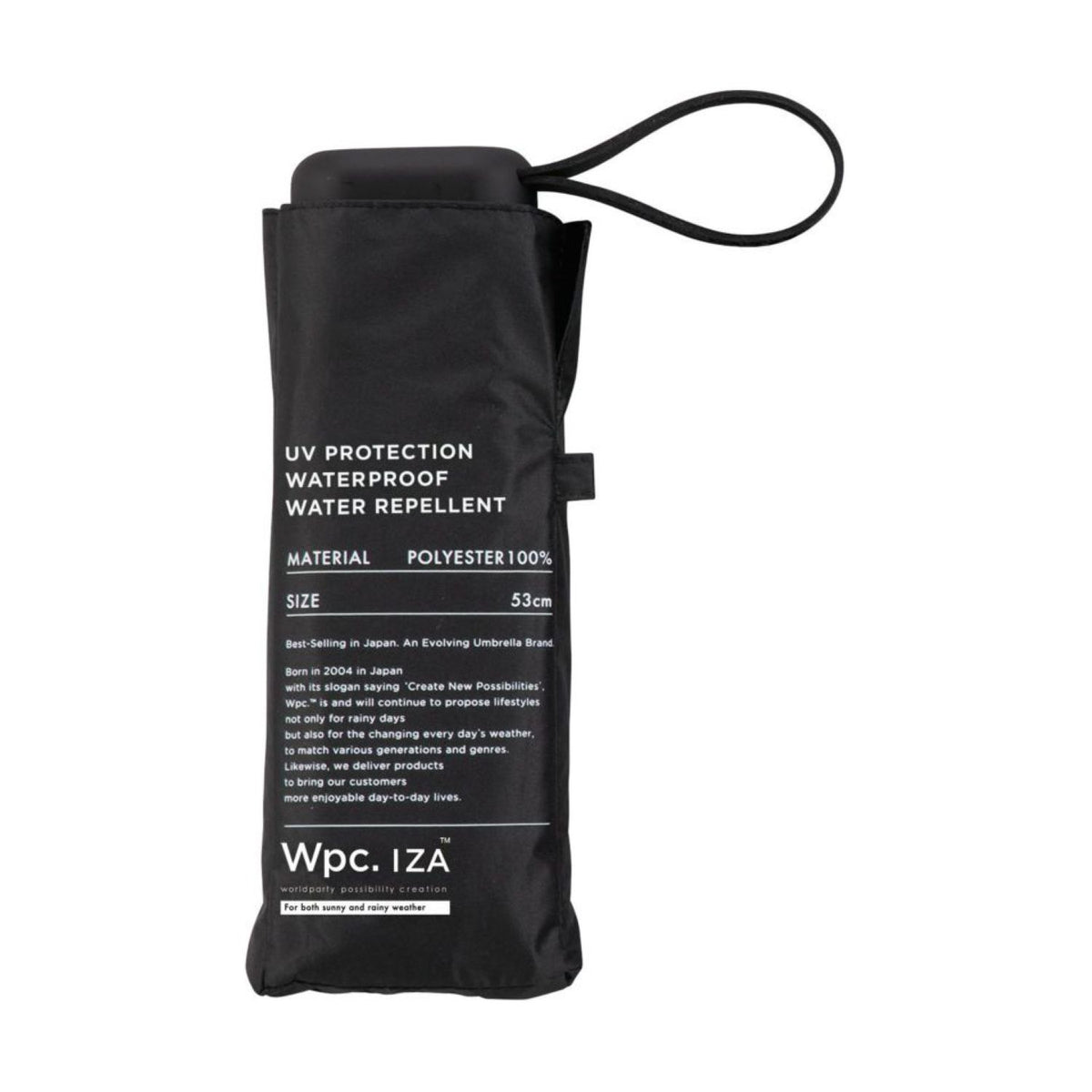 WPC IZA Compact UV Protection UPF 50+ Umbrella 53cm (Black) – The Planet Traveller