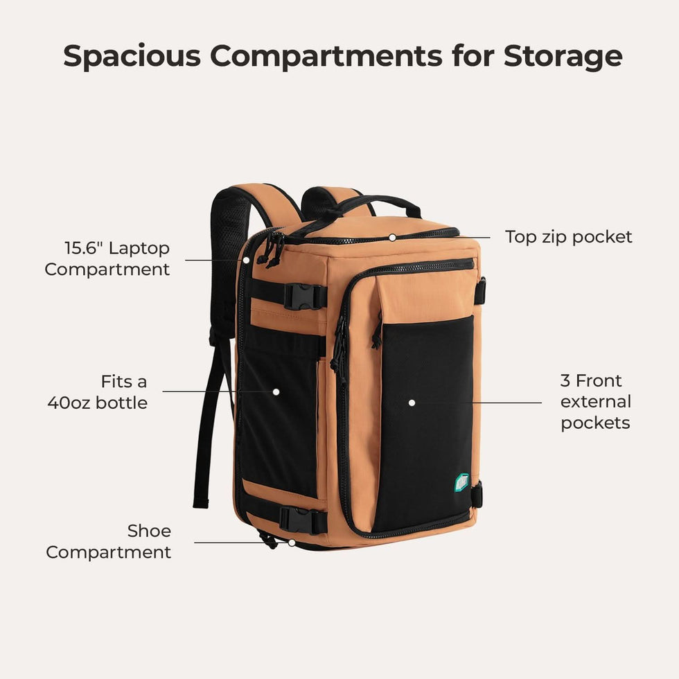 Bagsmart Blast Quick Access Carry On Expandable Travel Backpack (Brown ...