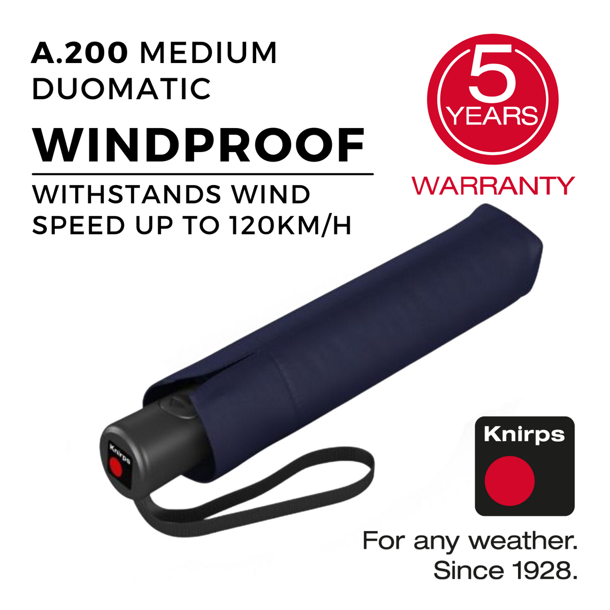 Knirps A.200 Medium Duomatic Umbrella V2 - Navy – The Planet Traveller