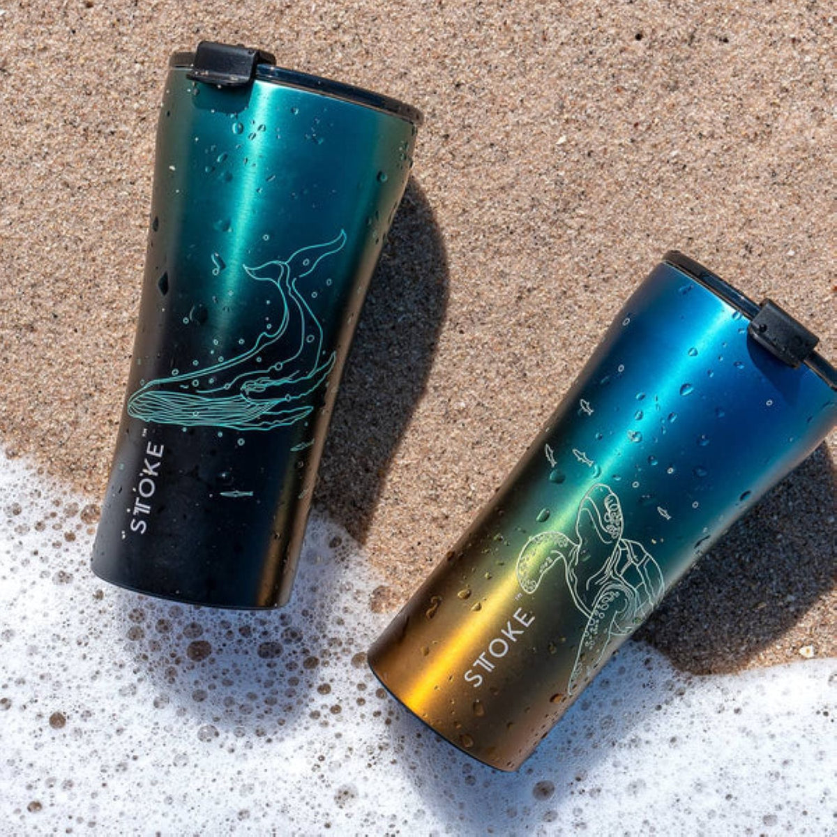 STTOKE Limited Edition Leakproof Ombre Ocean Insulated Cup 12oz - Whal ...