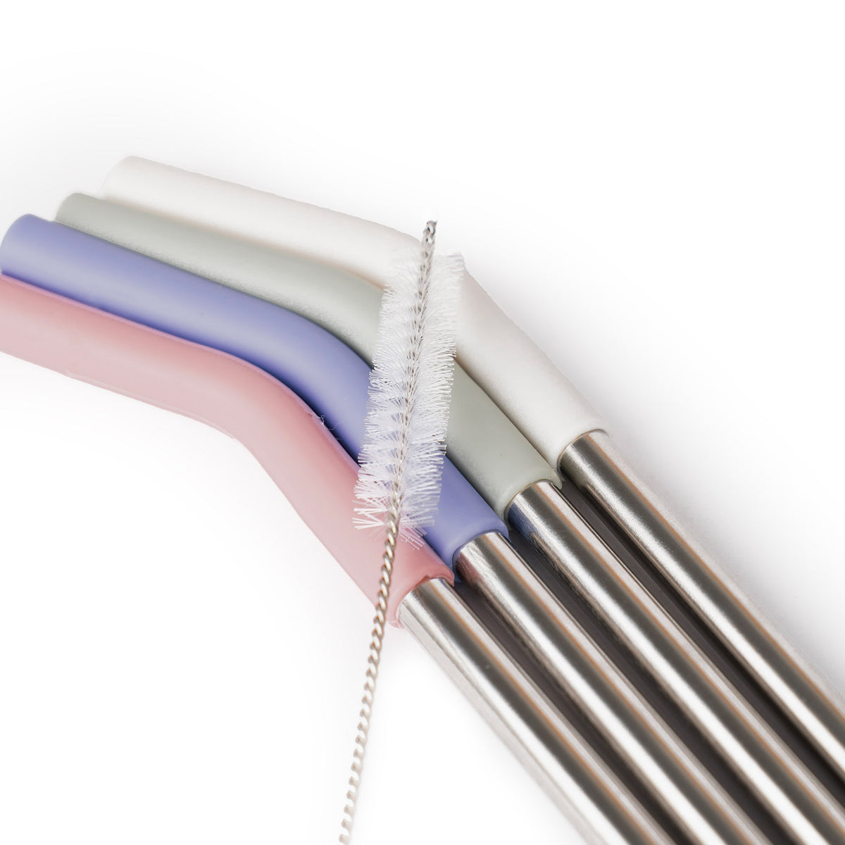 Crossing Reusable Stainless Steel Straw 4-Pc Set - Cotton/Dusty Rose/H ...